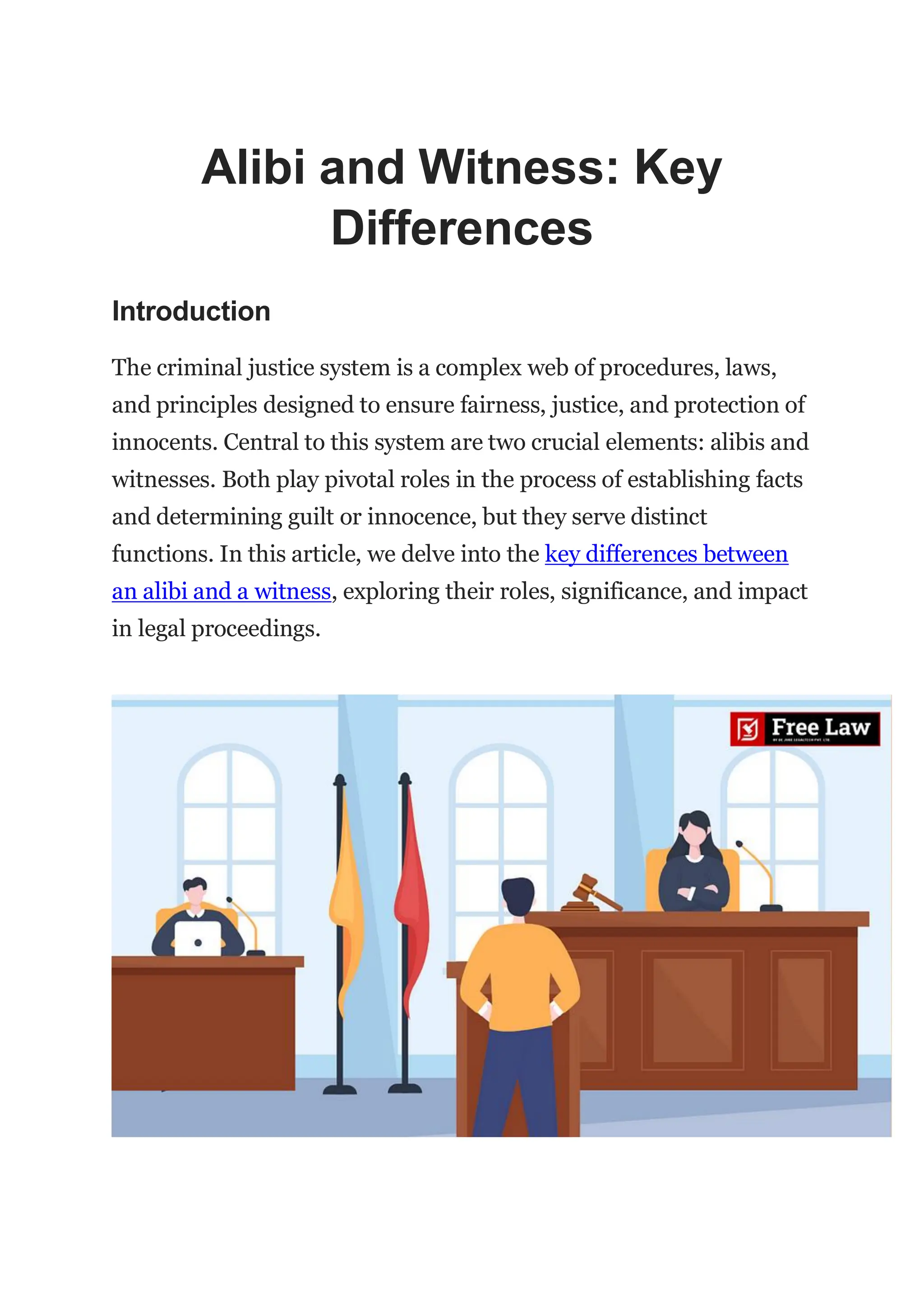 Alibi and Witness: Key Differences | PDF