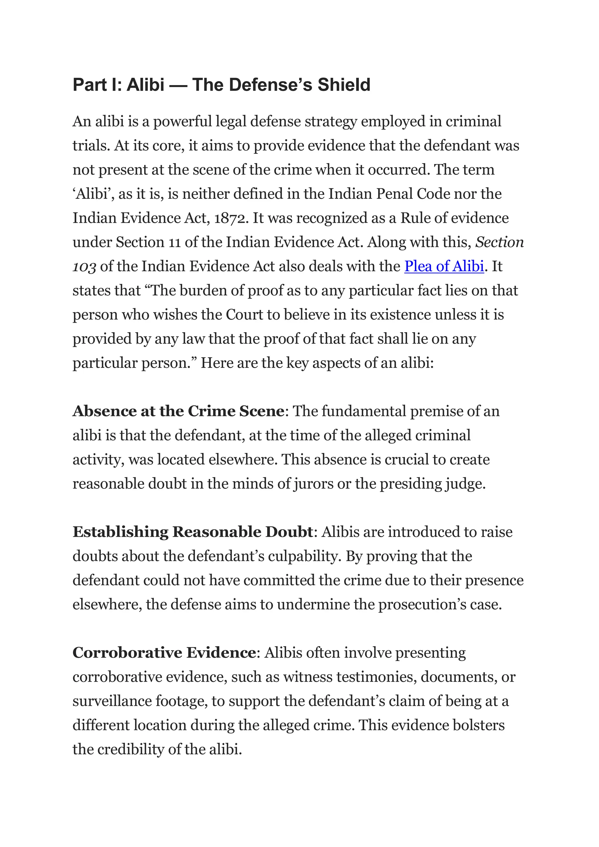 Alibi and Witness: Key Differences | PDF