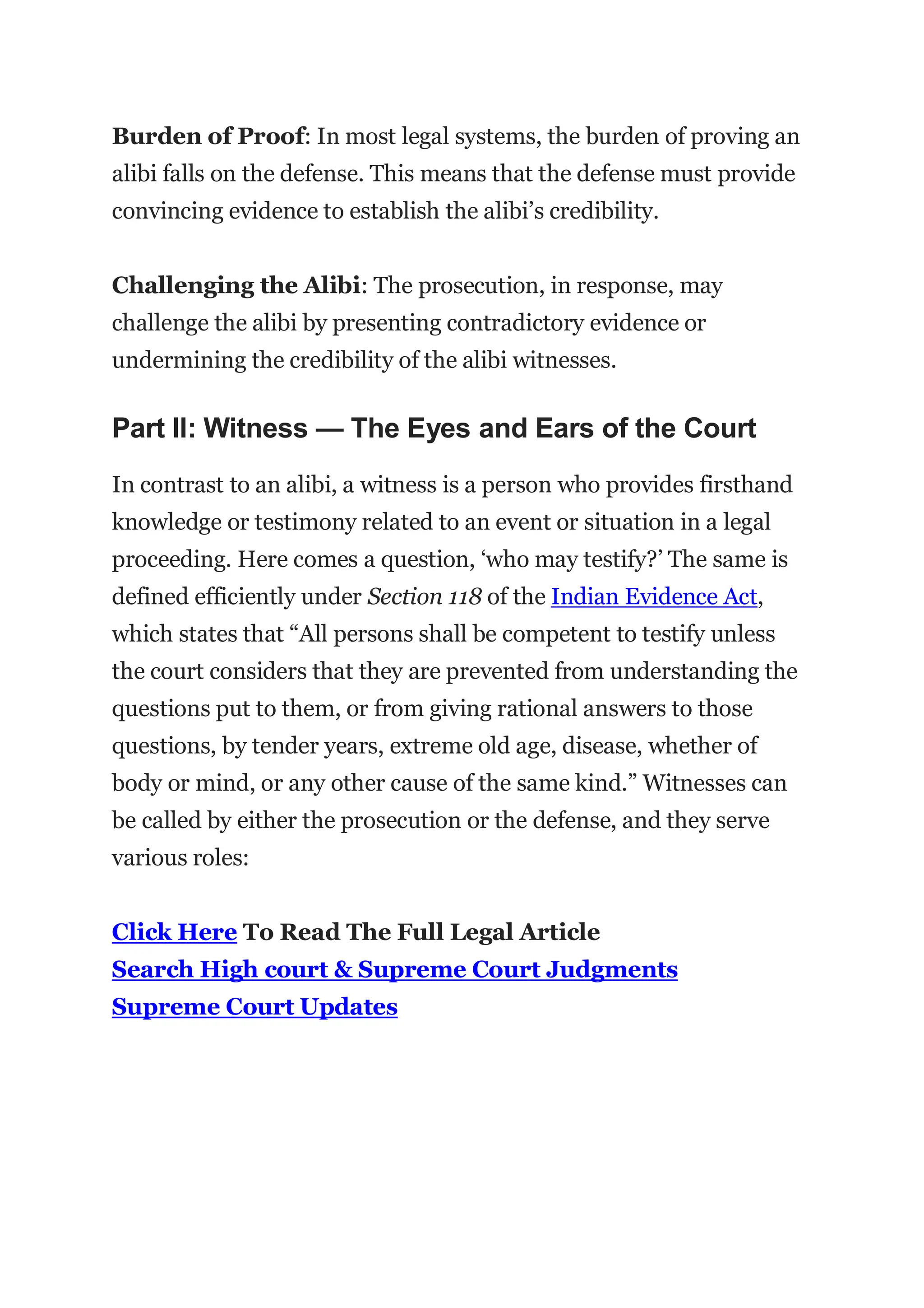 Alibi and Witness: Key Differences | PDF