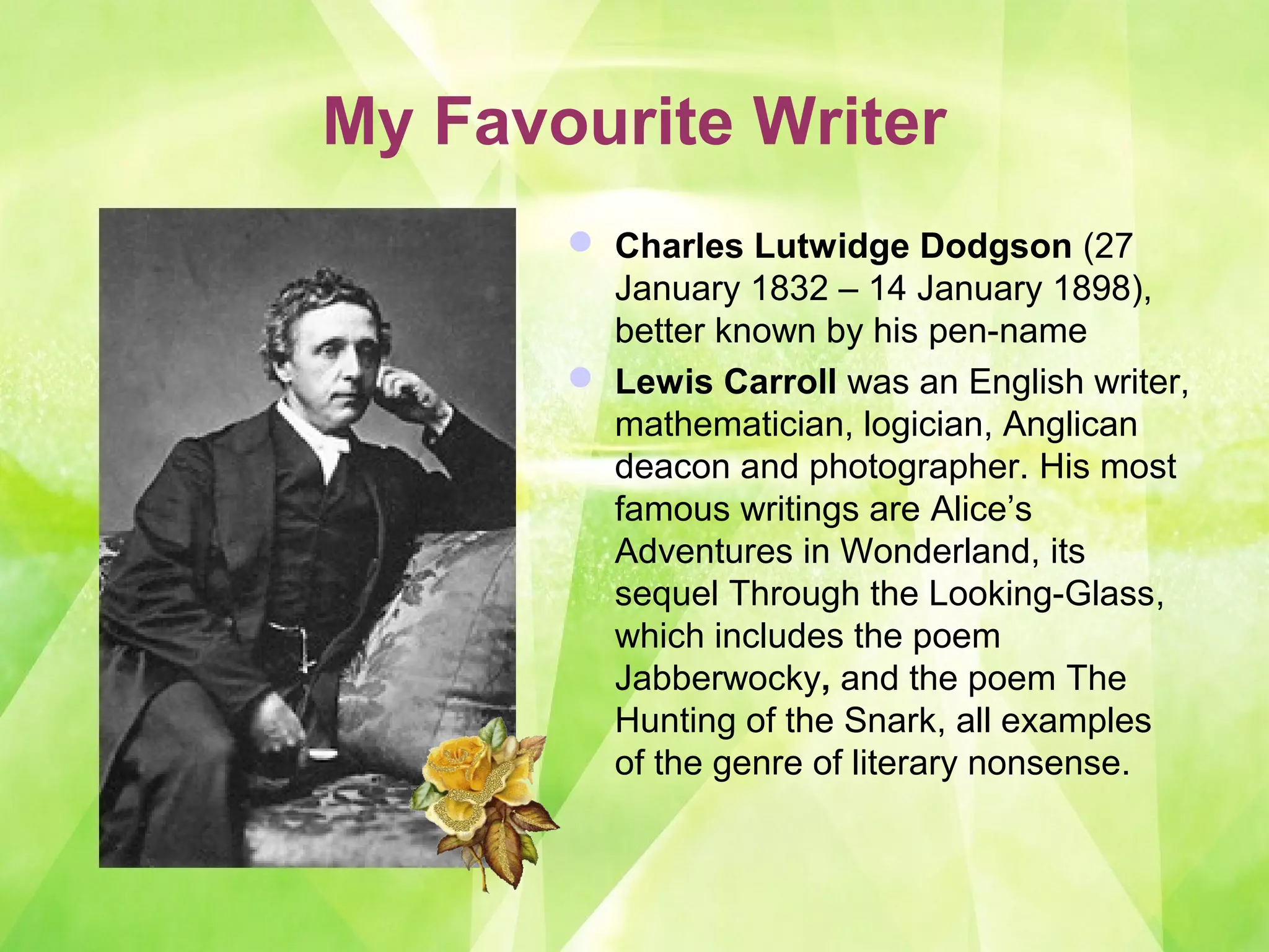 Lewis Carroll "Alice: Through the looking Glass" | PPT