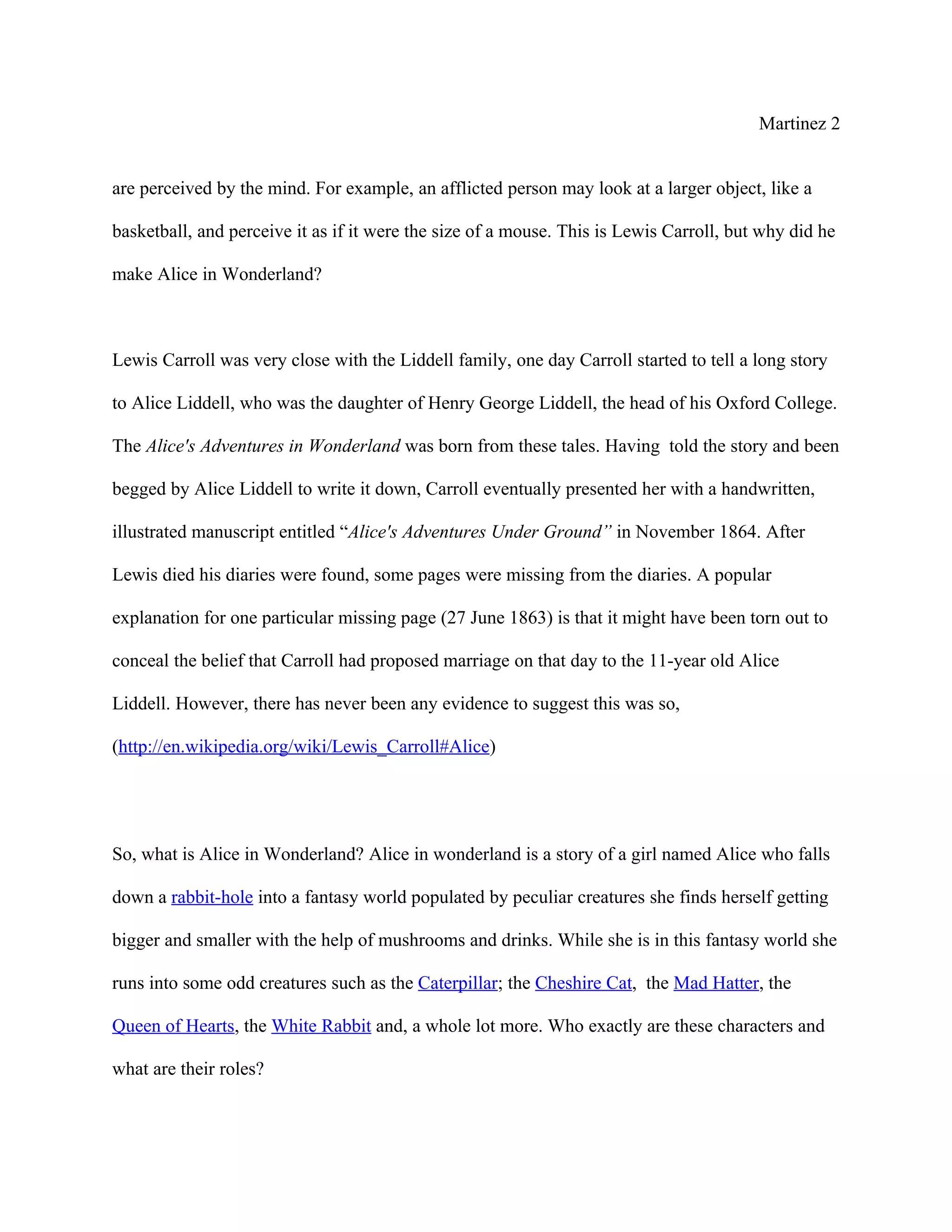 Alice in wonderland paper | DOC