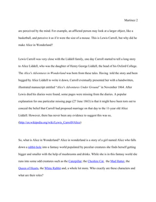 Alice in wonderland paper | DOC