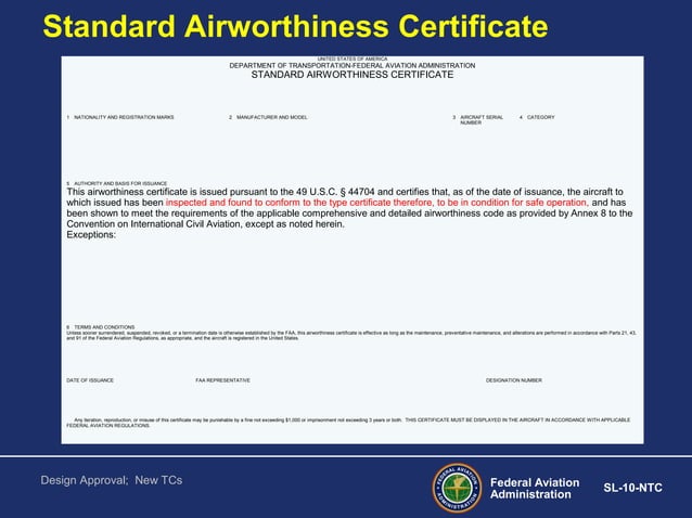 Aircraft Certification and Type of Certificates 3-9-13 | PPT | Auto ...