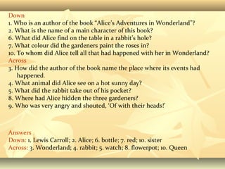 'Alice's adventures in the wonderland' by lewis carroll | PPT