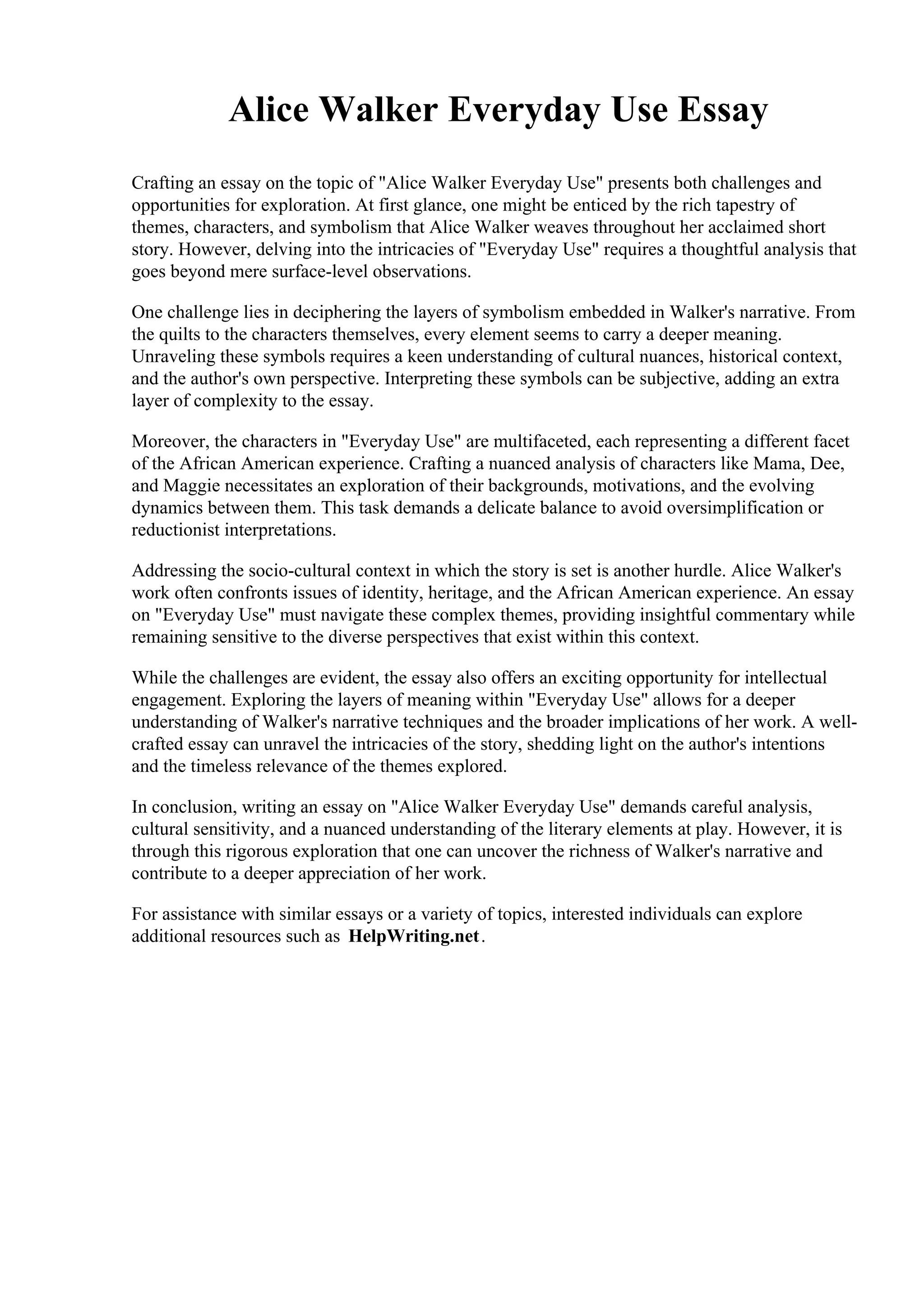 Alice Walker Everyday Use Essay.pdf