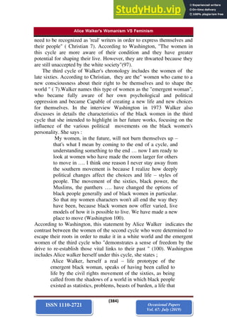 Alice Walker S Womanism VS Feminism | PDF