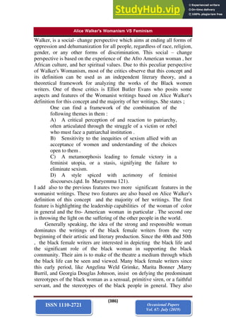 Alice Walker S Womanism VS Feminism | PDF