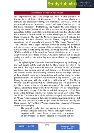 Alice Walker S Womanism VS Feminism | PDF