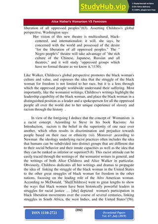Alice Walker S Womanism VS Feminism | PDF