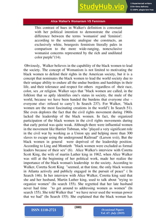 Alice Walker S Womanism VS Feminism | PDF
