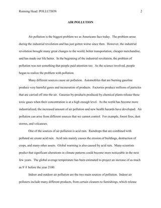 Air Pollution Essay | DOCX | Indoor Environmental Quality | Home & Garden