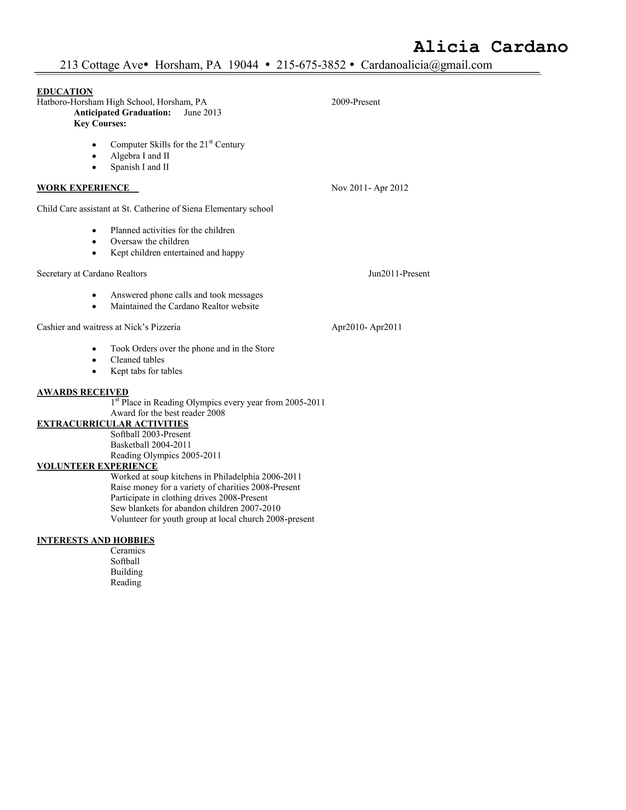 Alicia Marie Resume | DOCX