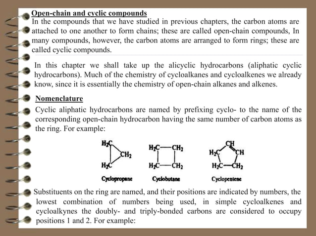 Alicyclic compounds | PPT | Chemistry | Science