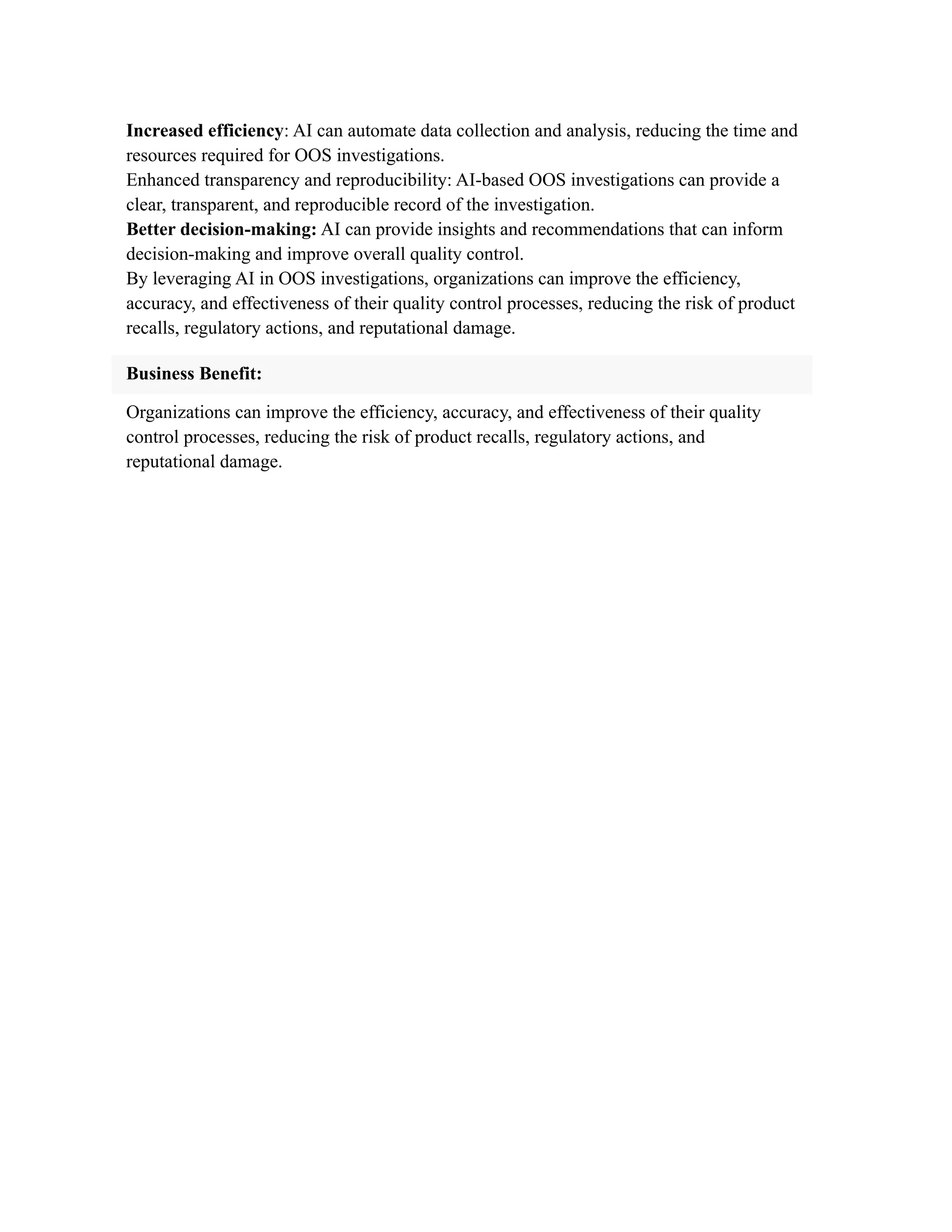 Leveraging Artificial Intelligence In Out Of Specification