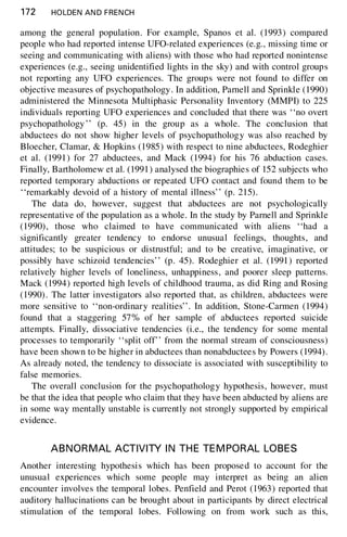 Alien abduction experiences some clues from neuropsychology and ...