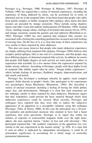 Alien abduction experiences some clues from neuropsychology and ...