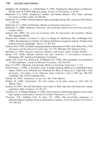 Alien abduction experiences some clues from neuropsychology and ...