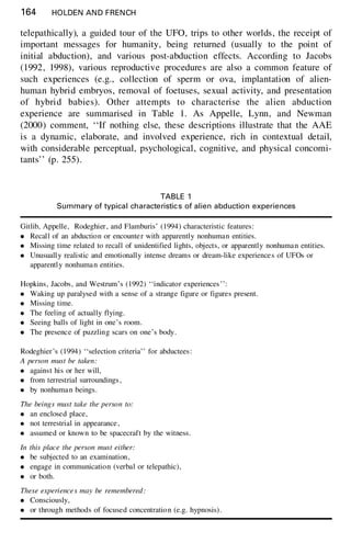 Alien abduction experiences some clues from neuropsychology and ...