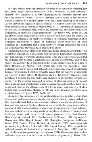 Alien abduction experiences some clues from neuropsychology and ...