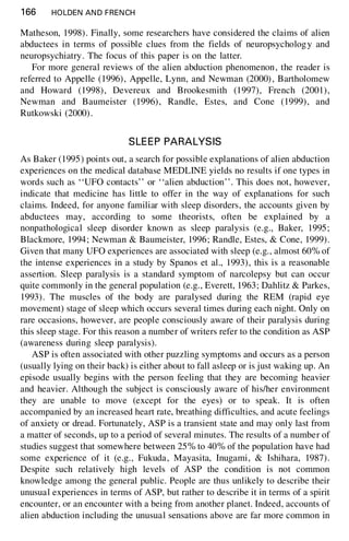 Alien abduction experiences some clues from neuropsychology and ...