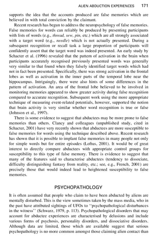 Alien abduction experiences some clues from neuropsychology and ...