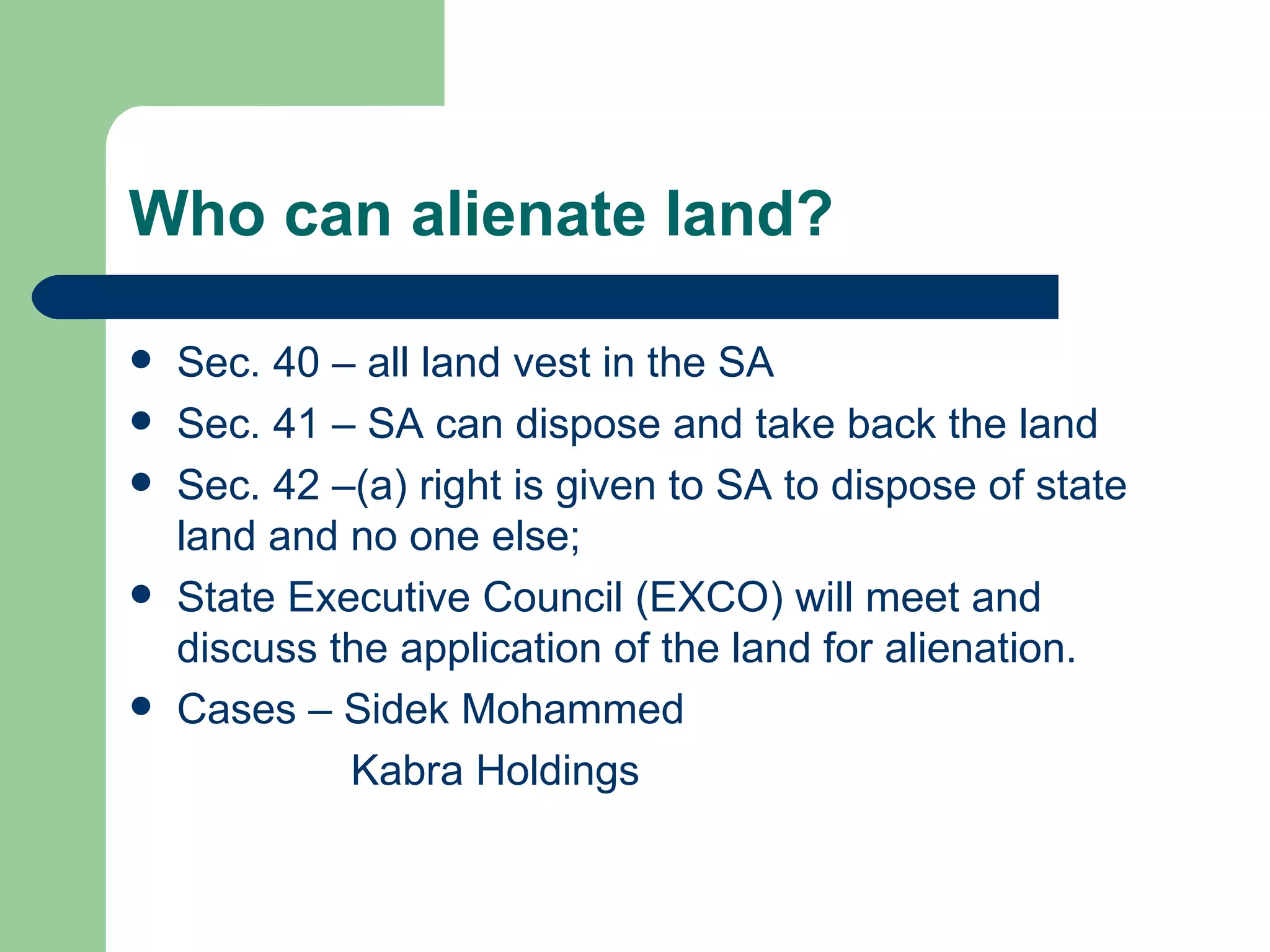 Alienation of Land | PPT