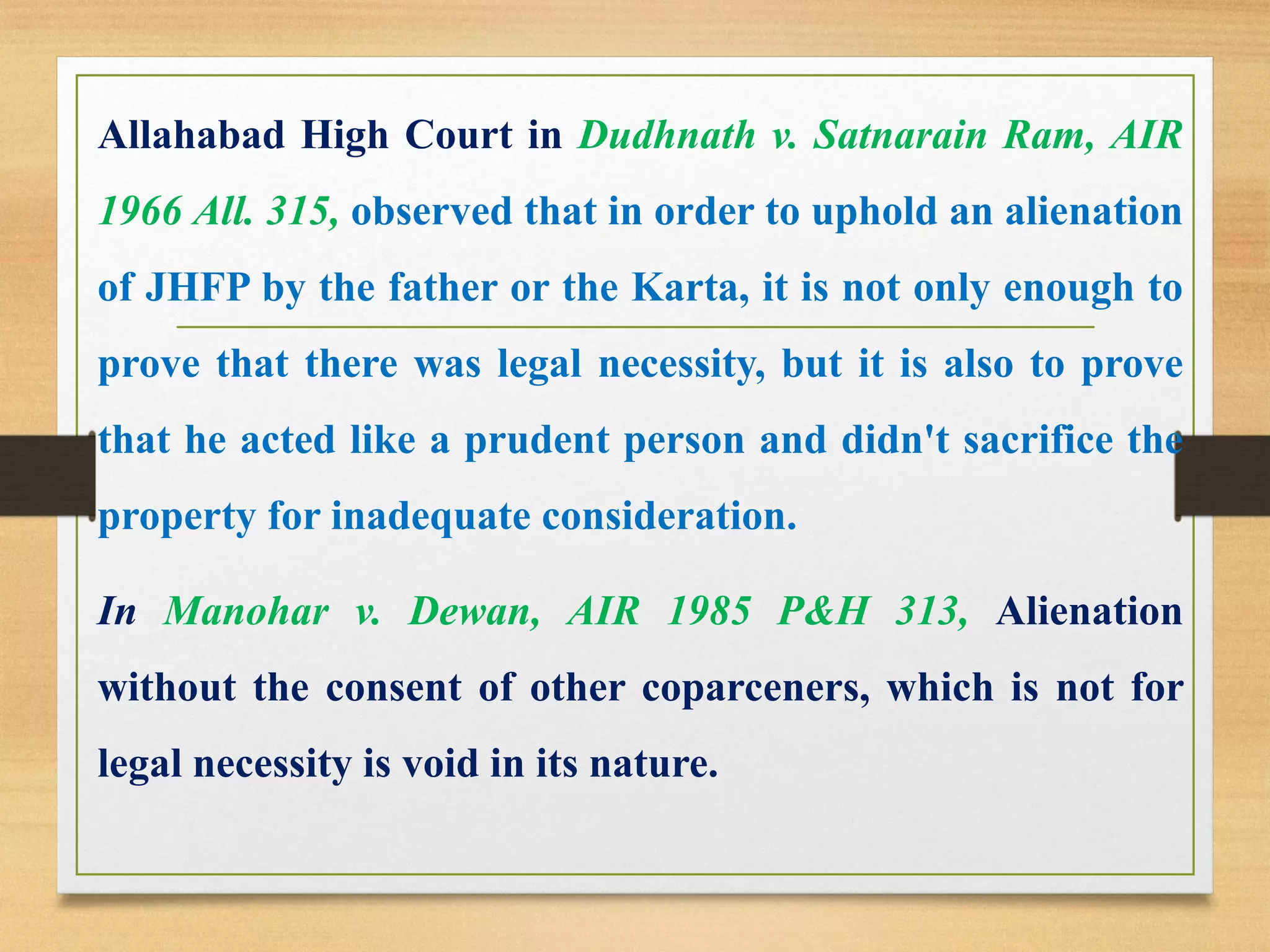 Alienation of Joint Family Property | PDF