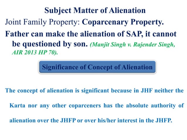 Alienation of Joint Family Property | PDF | Law