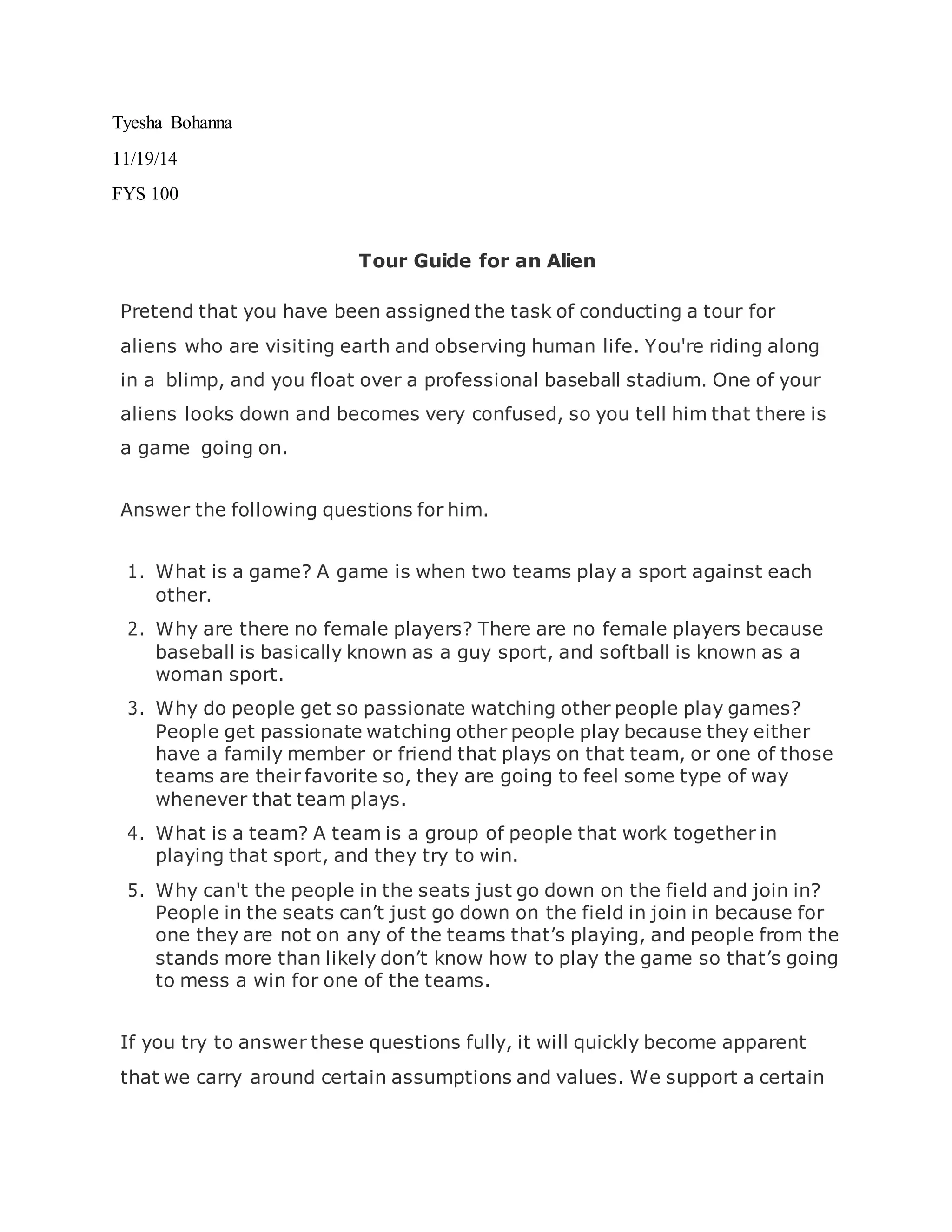 Alien tour assignment | DOCX