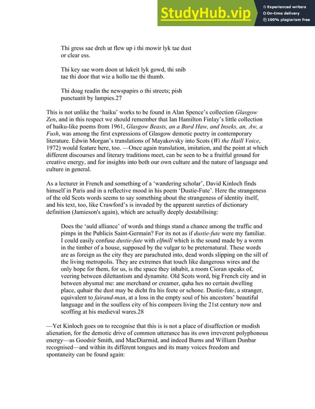 Alien Voices From The Street Demotic Modernism In Modern Scots Writing ...