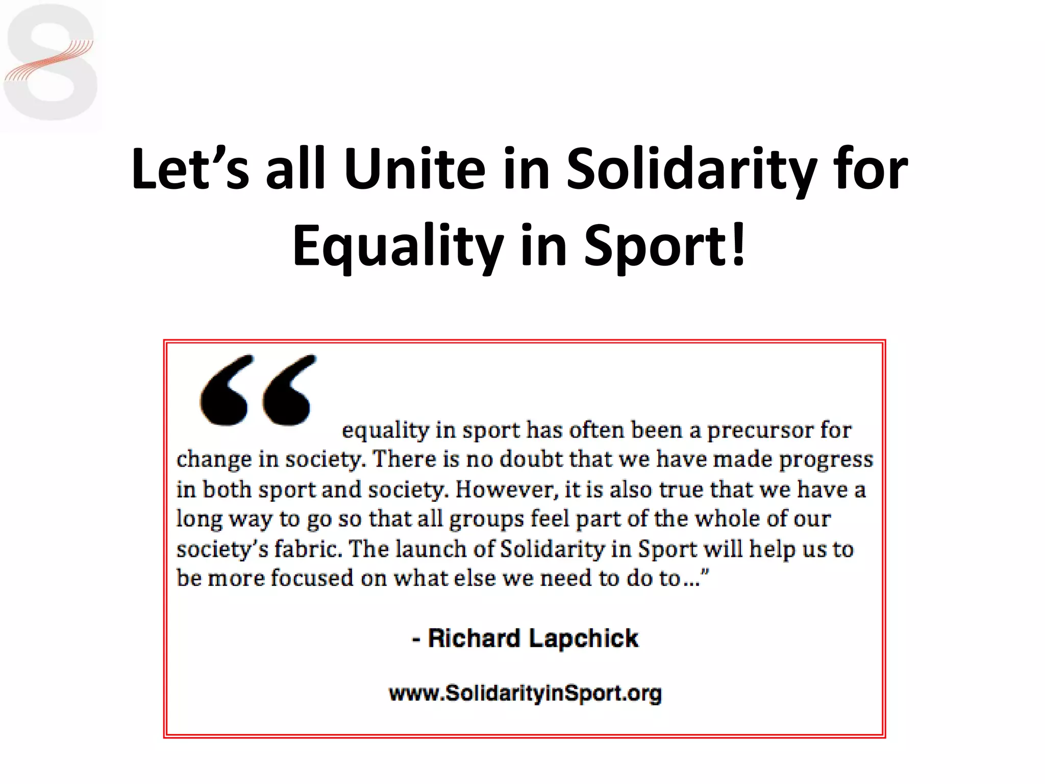 Solidarity in Sport Pledge & Movement | PPT