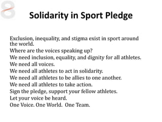 Solidarity in Sport Pledge & Movement | PPT