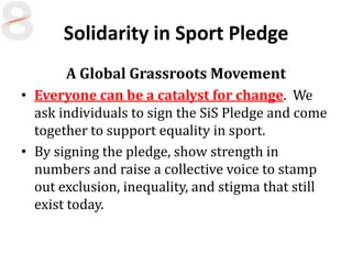 Solidarity in Sport Pledge & Movement | PPT