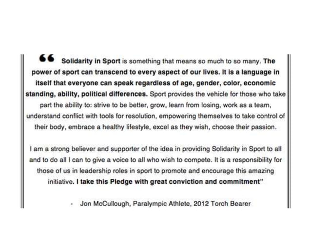 Solidarity in Sport Pledge & Movement | PPT
