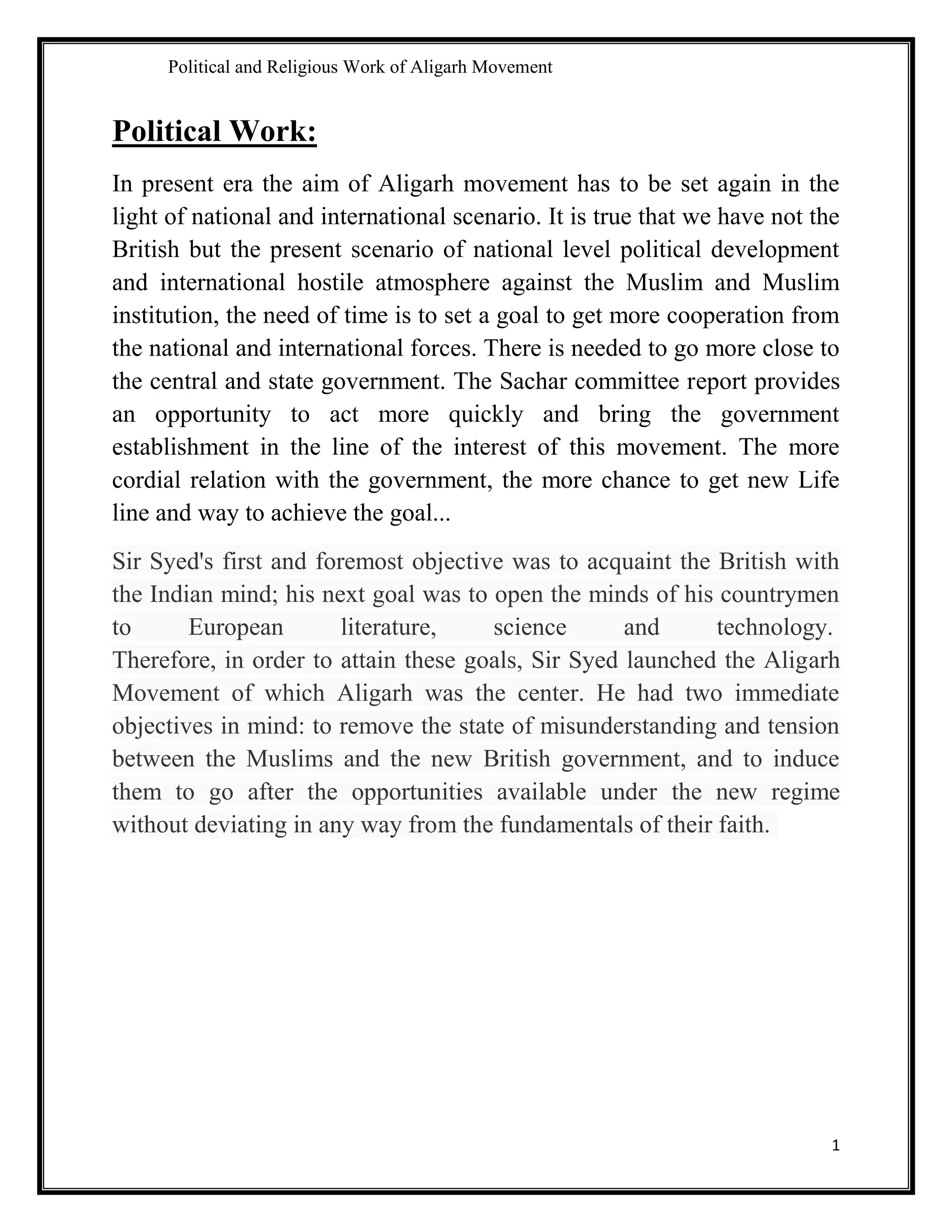 Aligarh movement new | DOCX