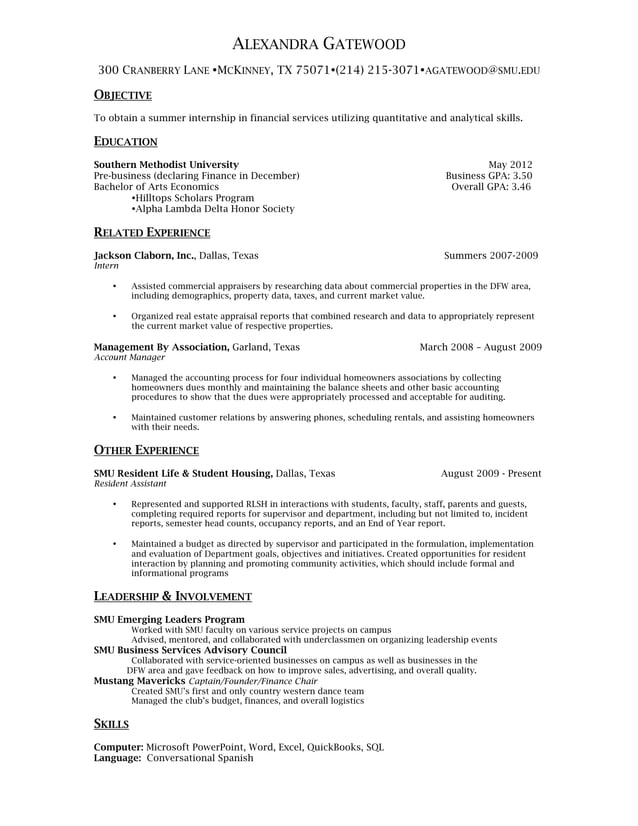 Financial Resume | PDF