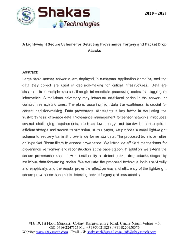 A Lightweight Secure Scheme For Detecting Provenance Forgery And Packet Drop Attacks Docx