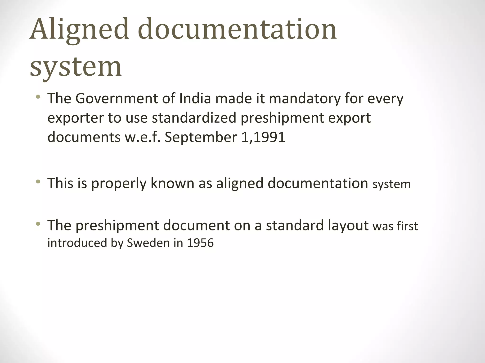 Aligned export documents | PPT