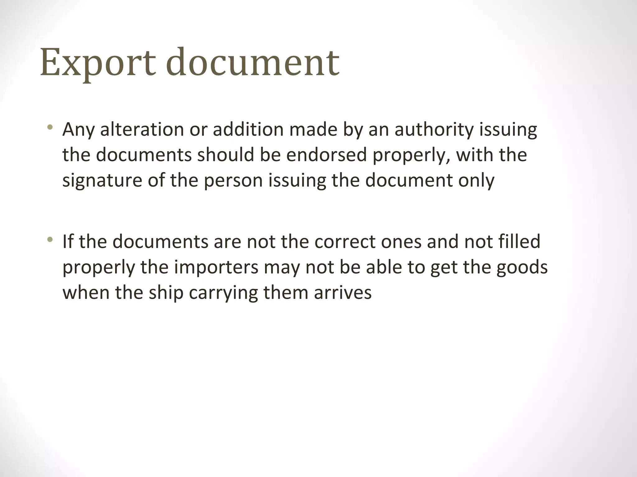 Aligned export documents | PPT