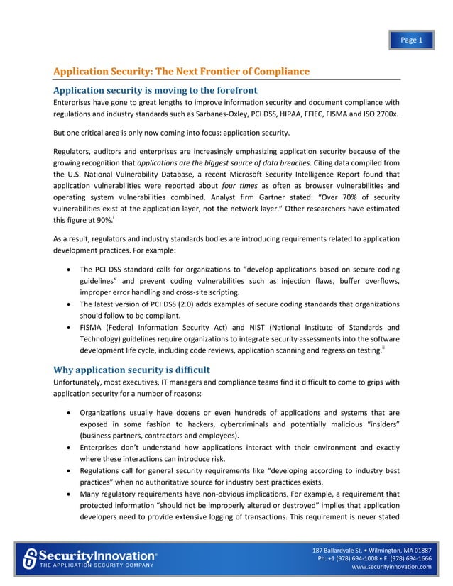 White Paper: Aligning application security and compliance | PDF