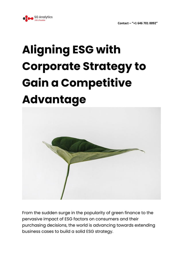 Aligning ESG with Corporate Strategy to Gain a Competitive Advantage - SG Analytics.pdf | Green ...