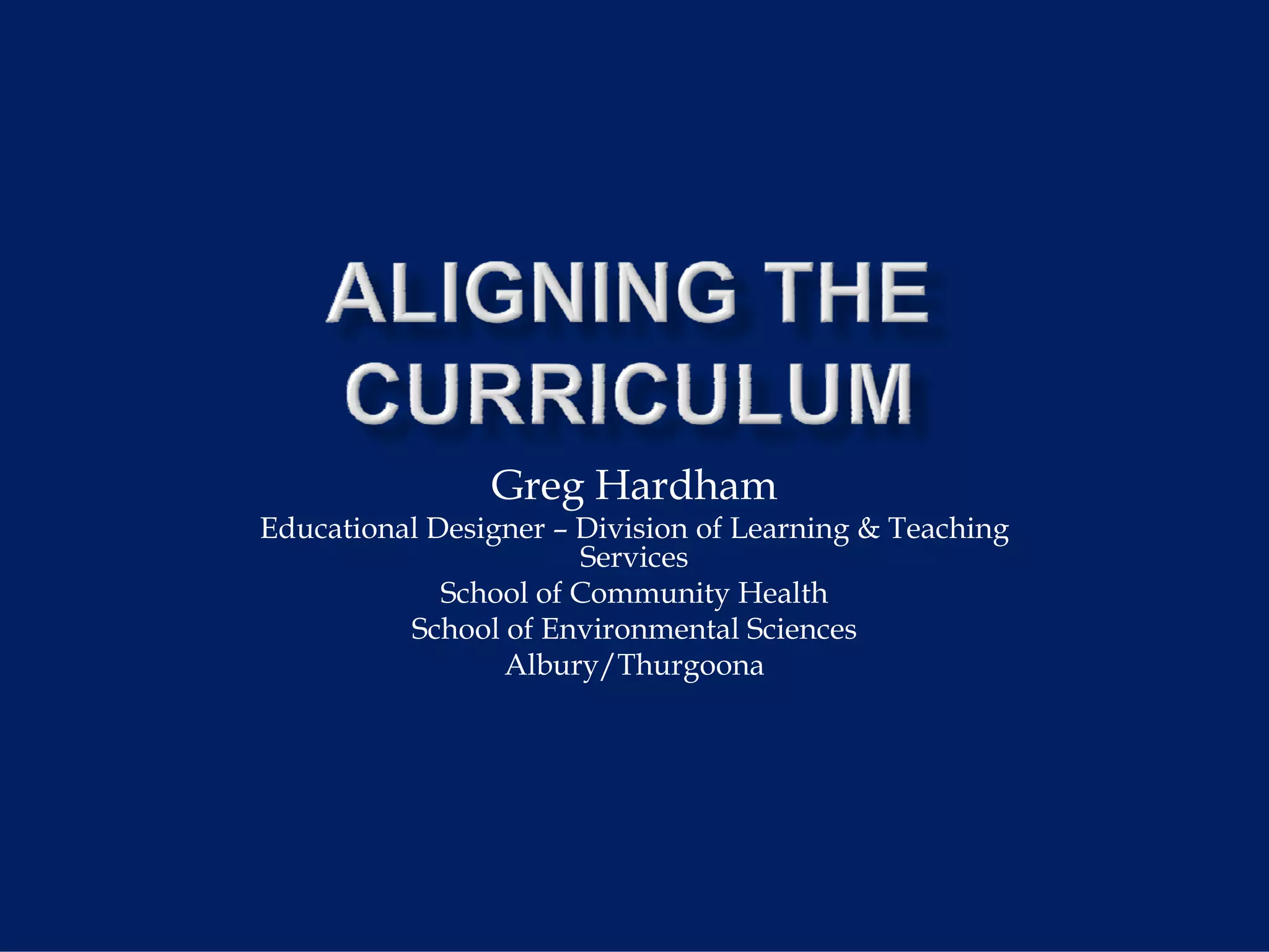 Aligning The Curriculum | PDF