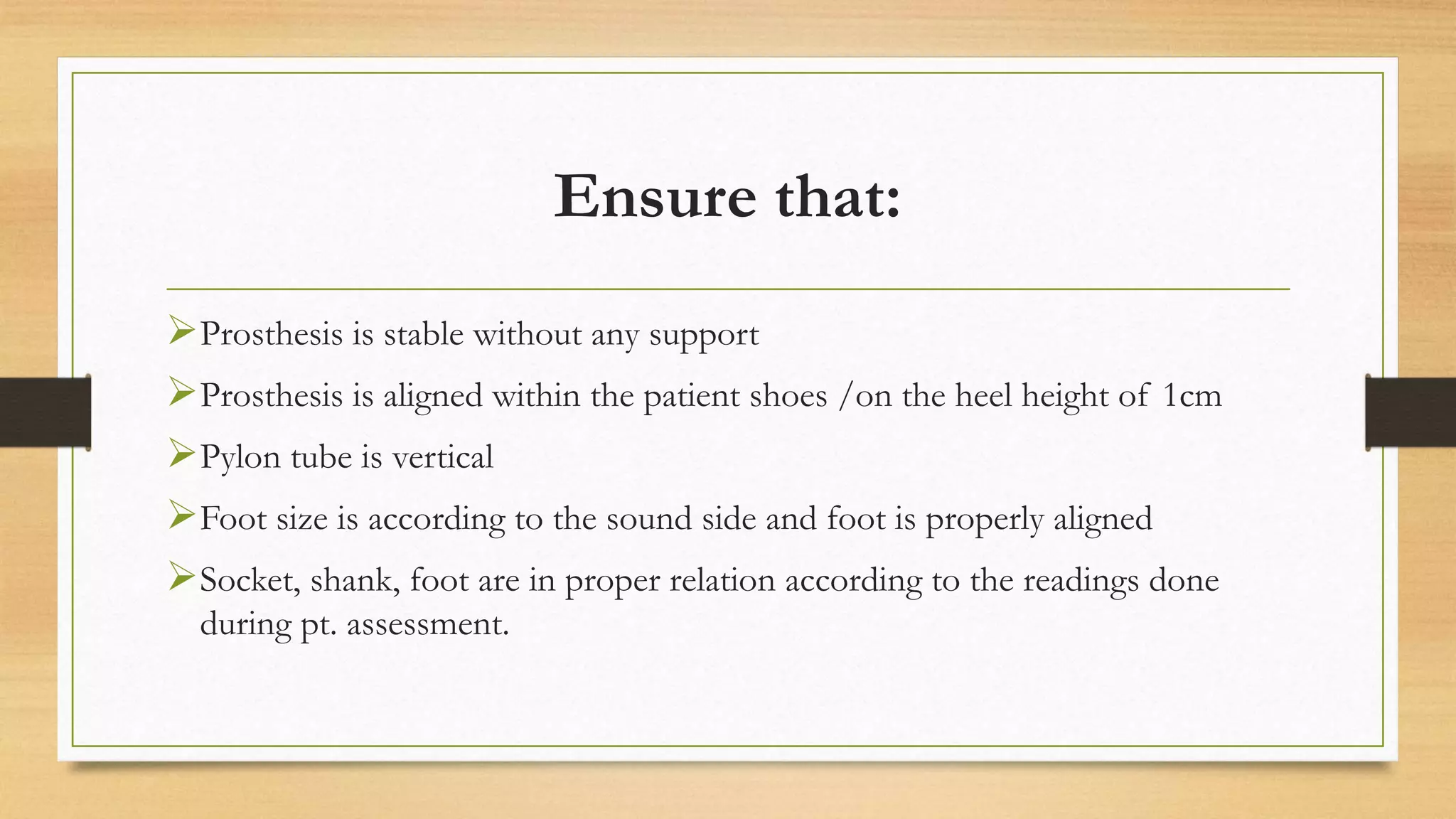 Alignment of Trans Tibial Prosthesis | PPTX