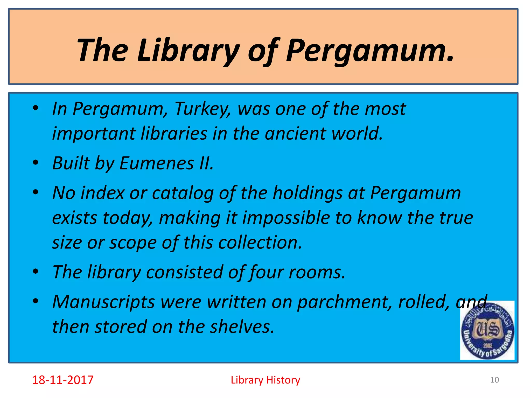 what is a library and library history | PPTX