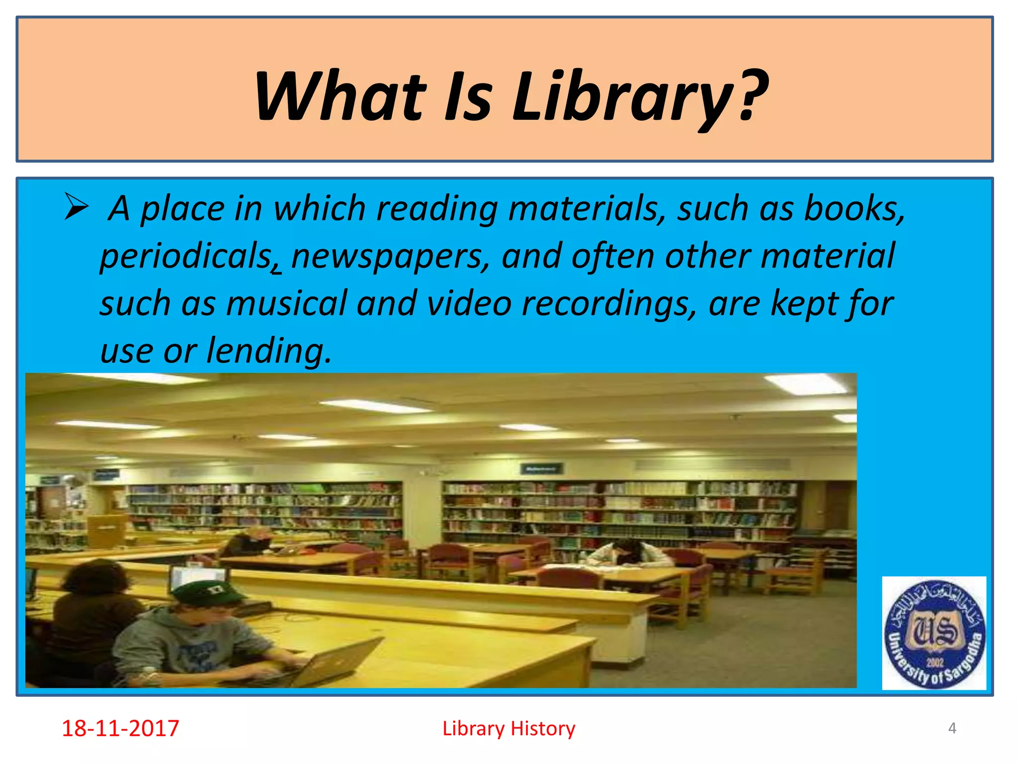 what is a library and library history | PPTX