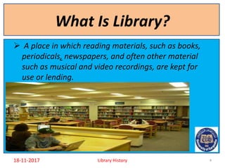 what is a library and library history | PPTX