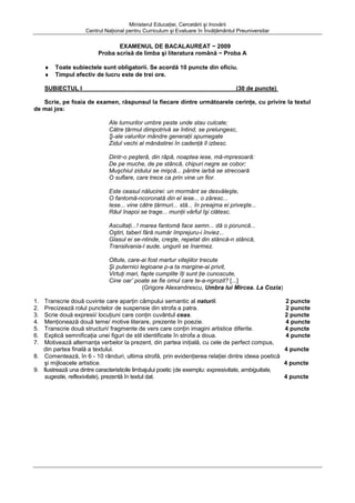 variantă bac limba romana | PDF