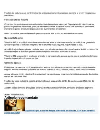 Alimente care imbunatatesc memoria | DOC