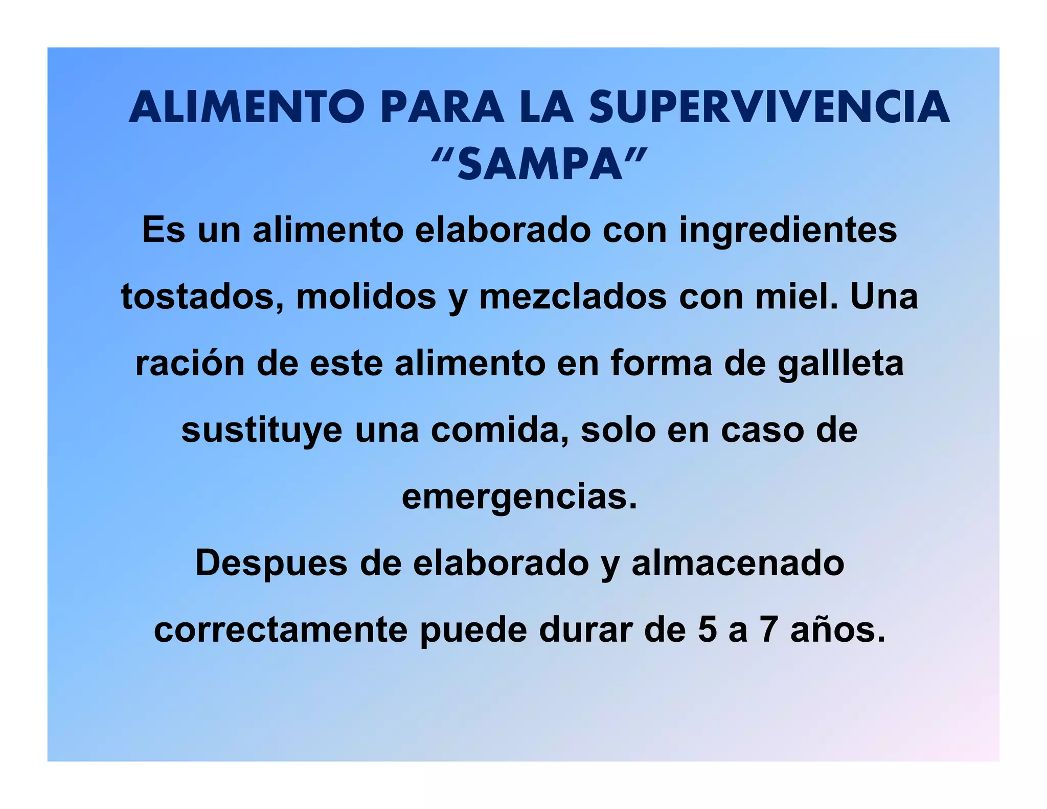 Alimento sampa y mochila de supervivencia | PDF
