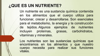 ALIMENTO Y NUTRIENTE DIFERENCIACION..... | PPTX